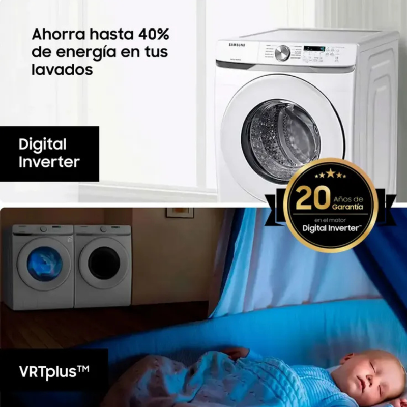 Lavadora SAMSUNG Carga Frontal 20 Kilos WF20T6000AW Blanca